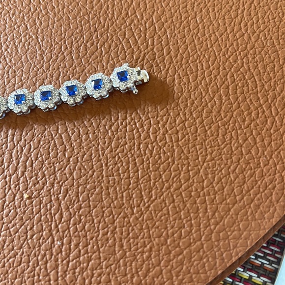 TOVA Diamonique | Jewelry | Tova Diamonique Simulated Sapphire Halo ...